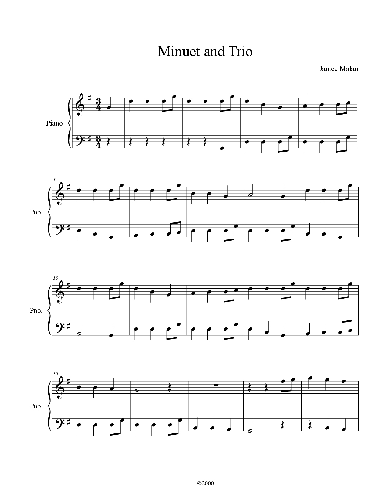 Minuet and Trio for piano solo - NoteRunner